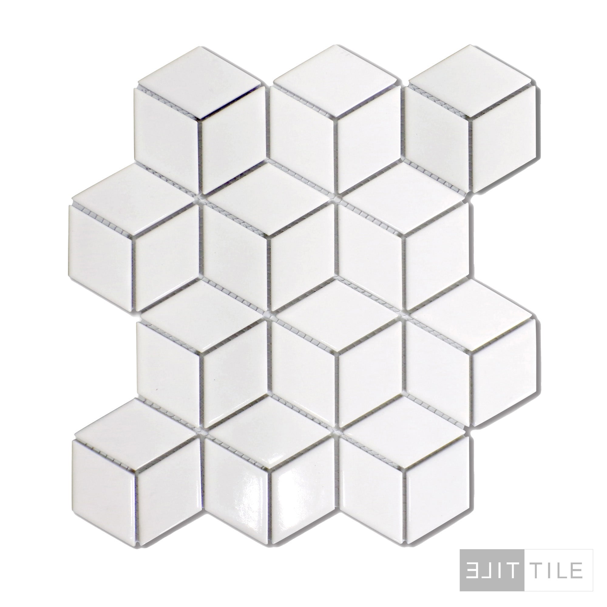 Shapes Porcelain Mosaic 11X11 White Glossy - Elit Tile