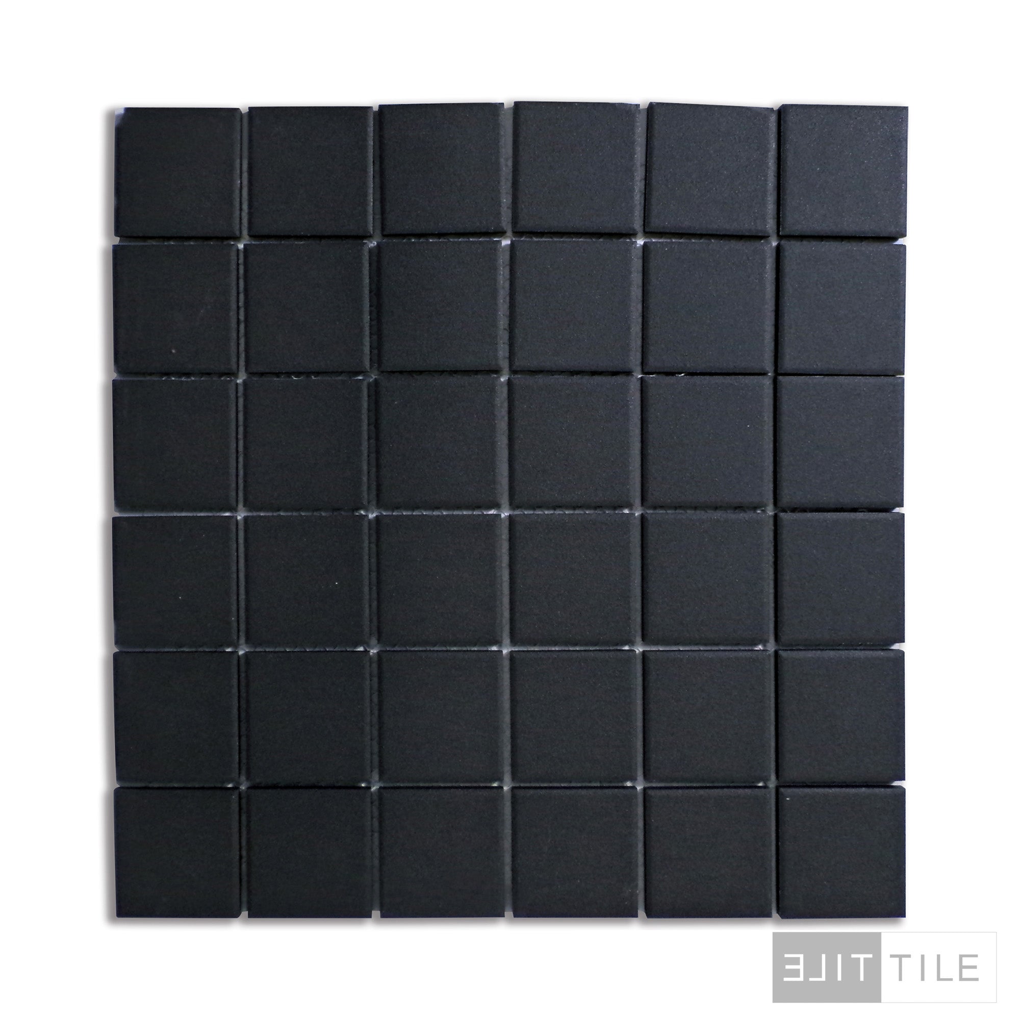 Solids Porcelain Mosaic 2X2 Square 12X12 Black Matte - Elit Tile