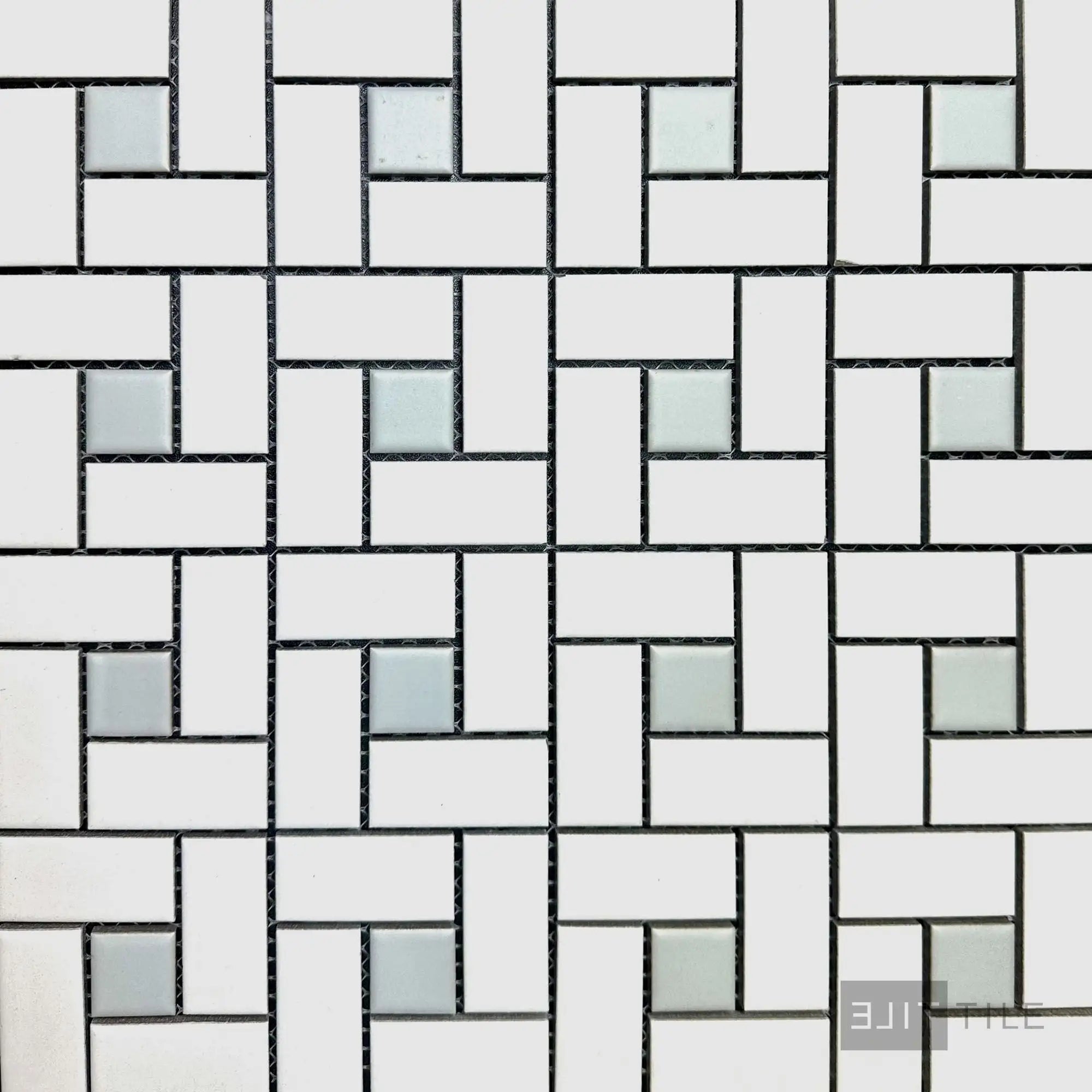 Metro Pinwheel 12X12 White With Gray Dot Matte – Elit Tile