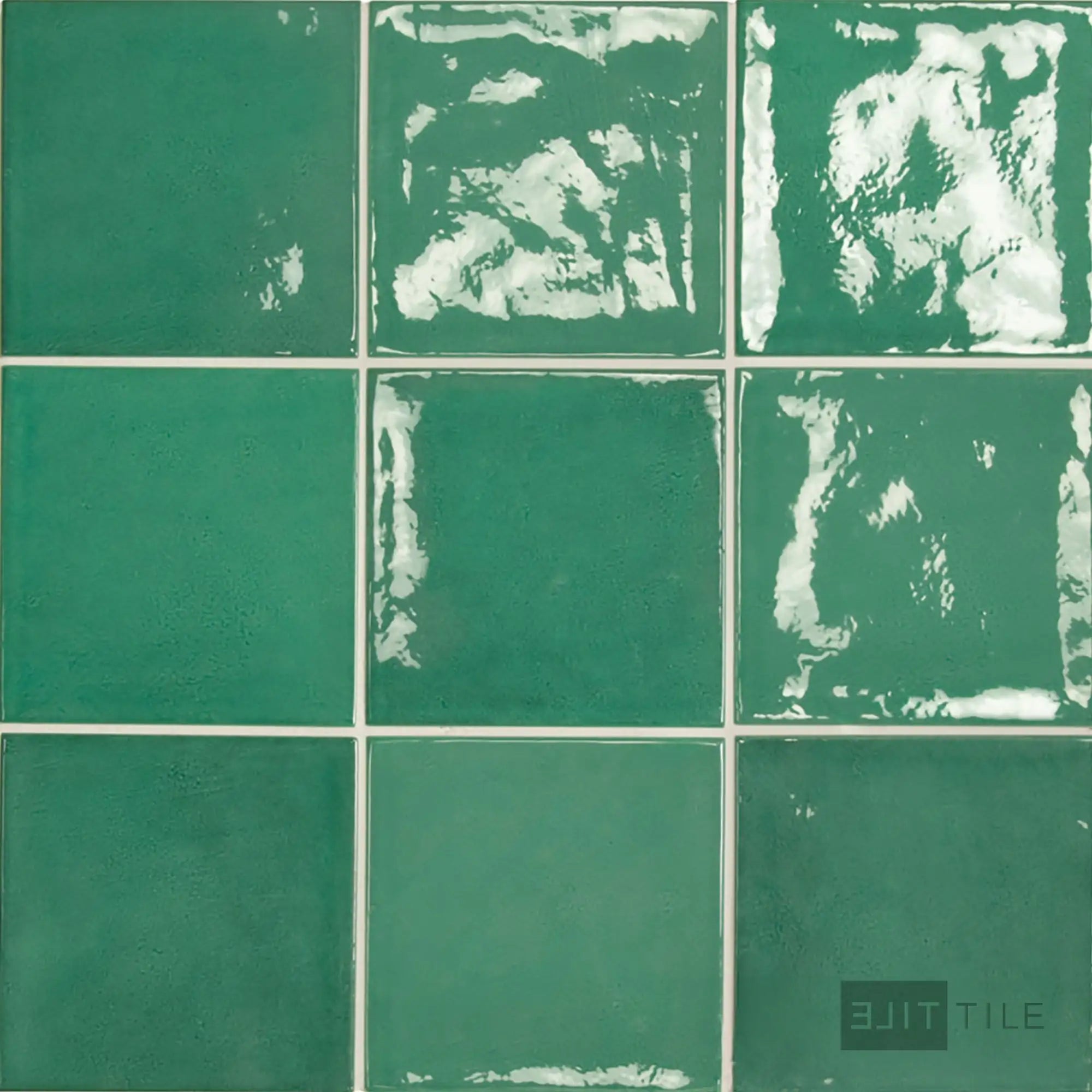 Village Ceramic Field Tile 5X5 Emerald Green Glossy - Elit Tile