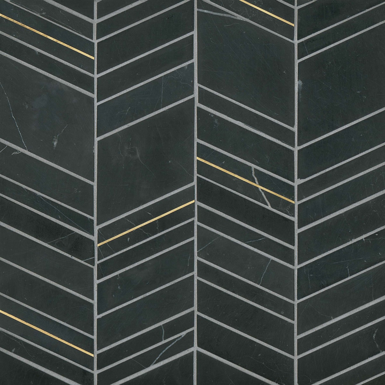 Ferrara Stone W/Inlaid Brass Mosaic 10-3/4X12 Nero Honed – Elit Tile