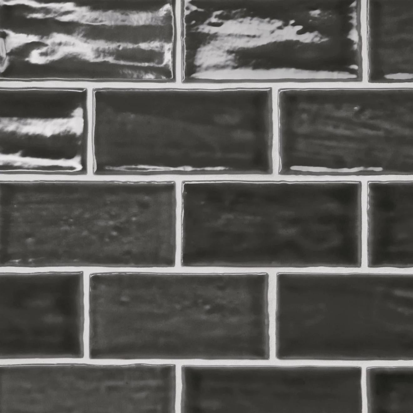 Marin Glazed Ceramic Field Tile 2.5X5 Black Sea Gloss - Elit Tile