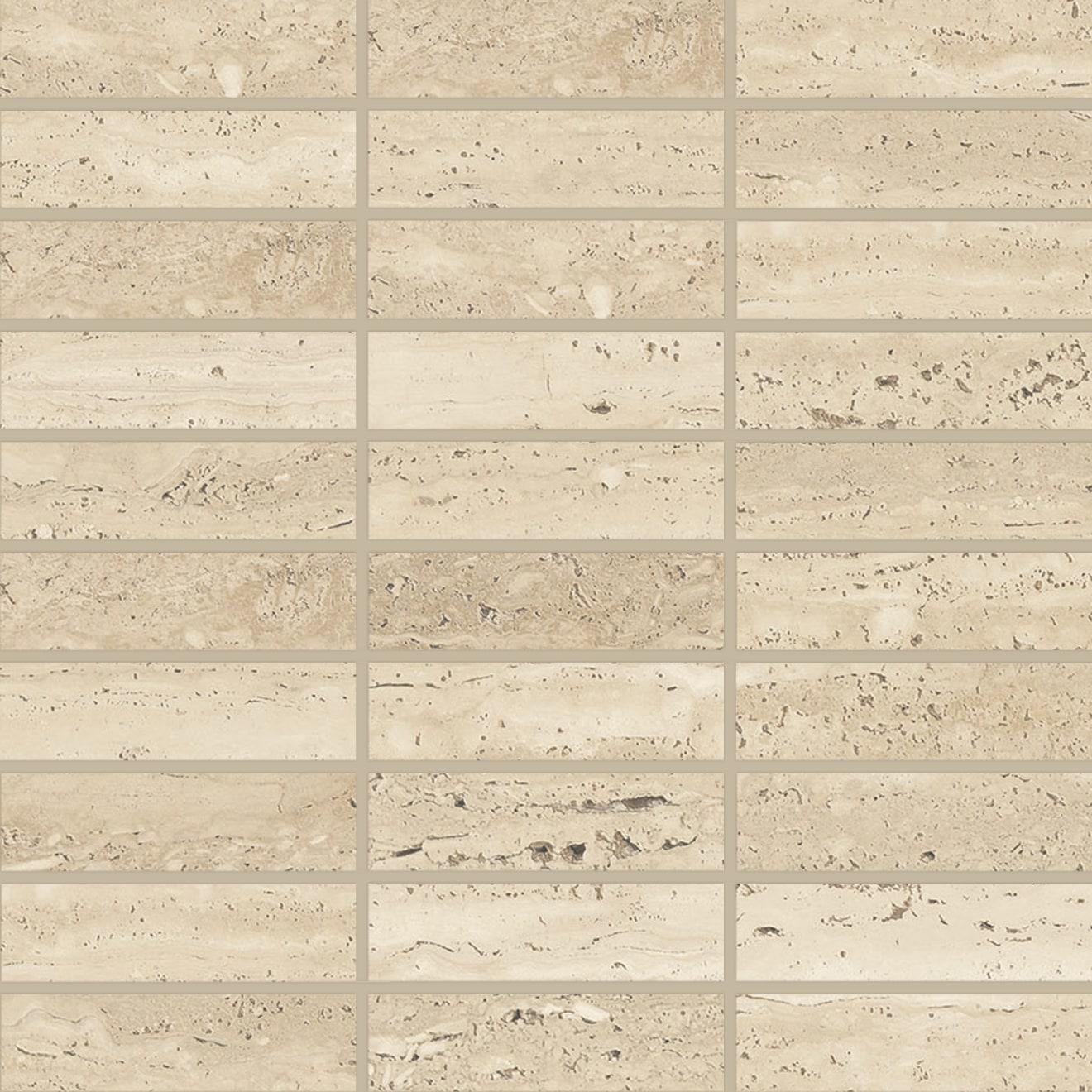 Sensi Roma 1X4 Straight Set Mosaic Matte 12X12 Cream - Elit Tile