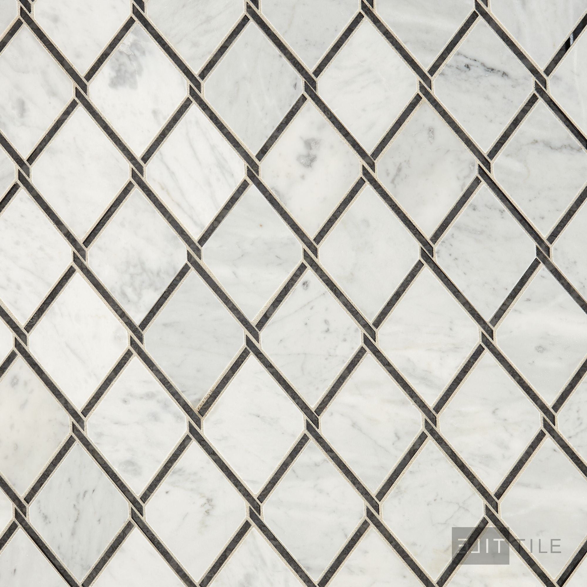 Lavaliere Natural Stone Mosaic 14X14 Carrara White/Black Ant Mirror Po ...