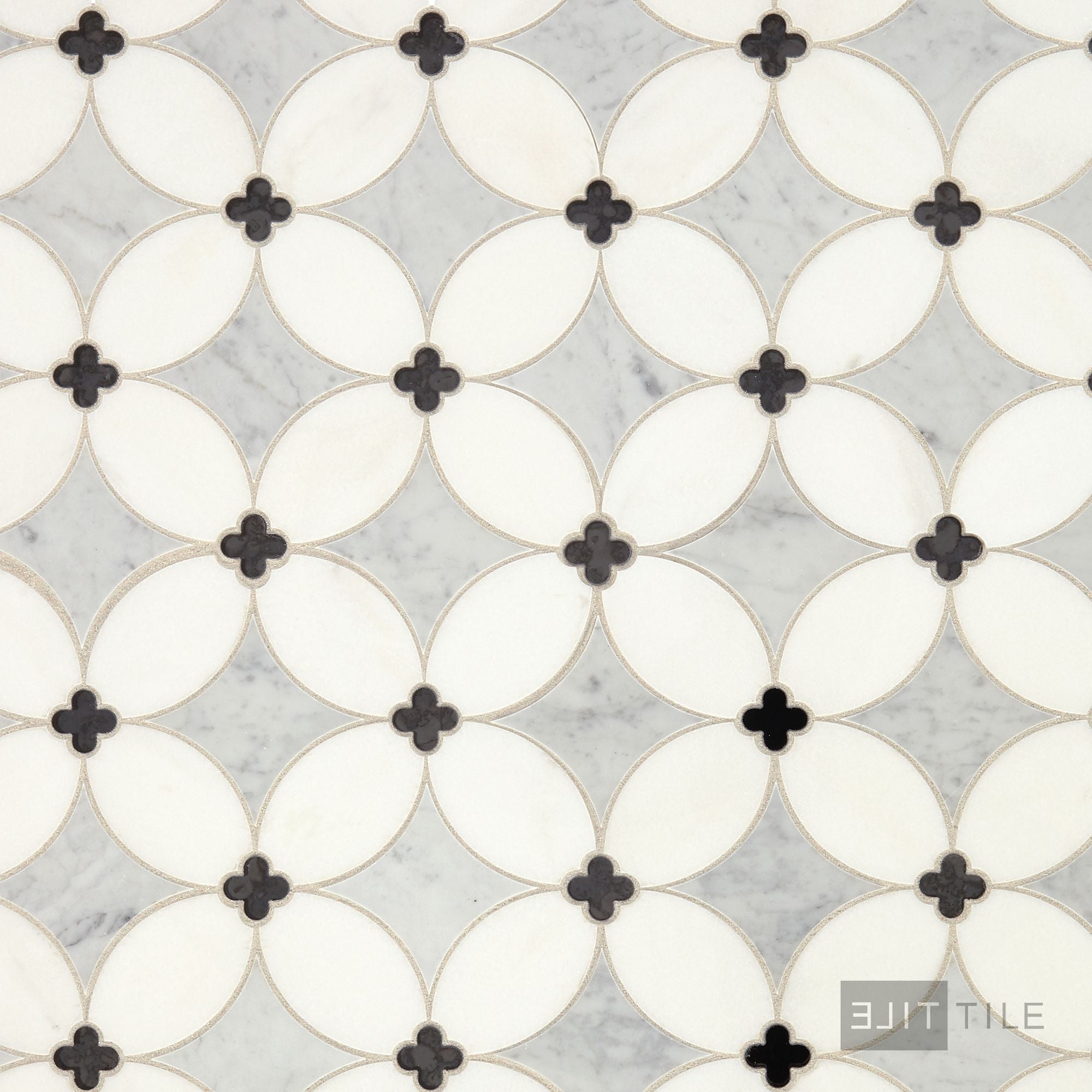 Lavaliere Natural Stone Mosaic 14X14 Carrara/Thassos/Blk Ant Mirror Ho ...