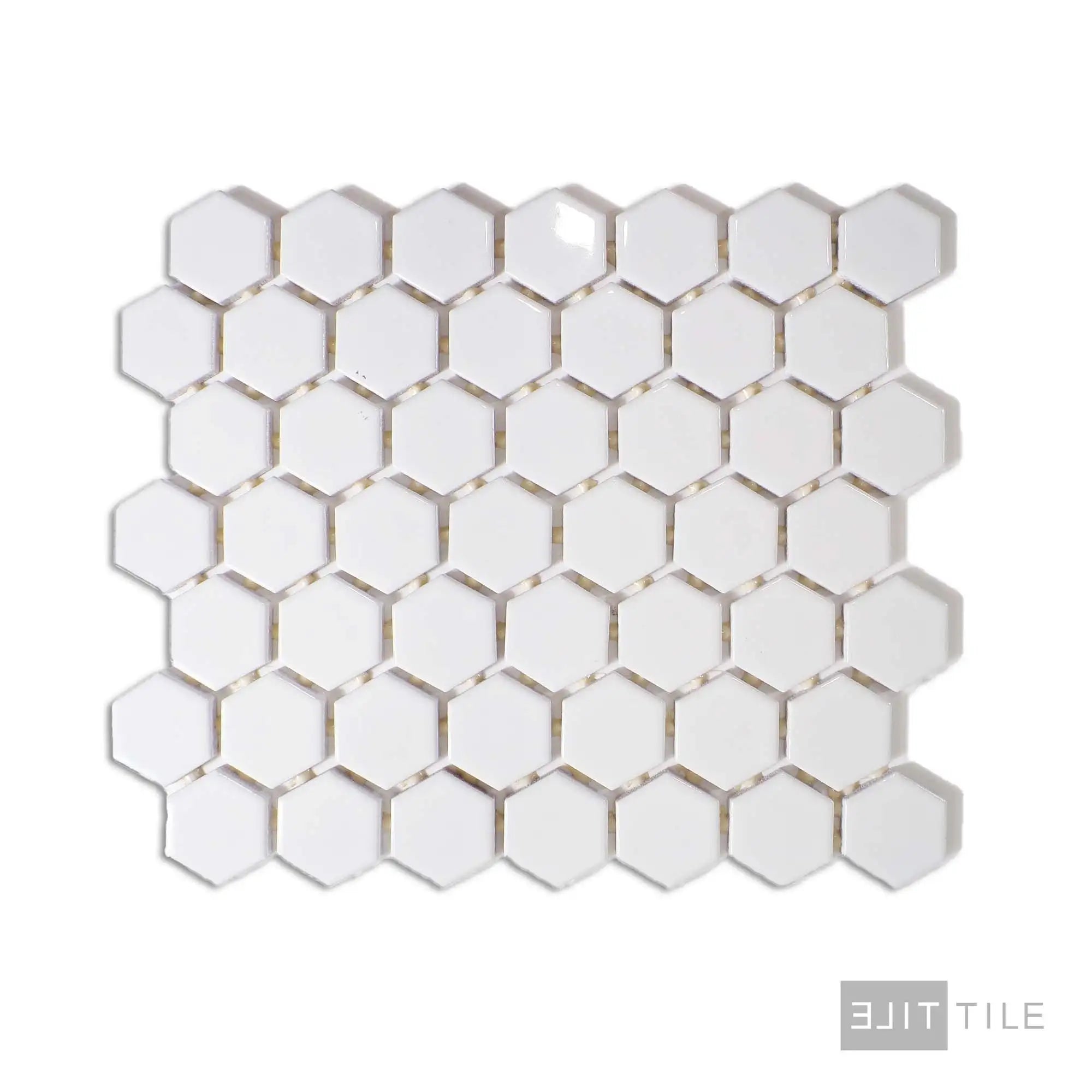 Color Wheel 1.5" Ceramic Mosaic 12X14 Arctic White Glossy - Elit Tile