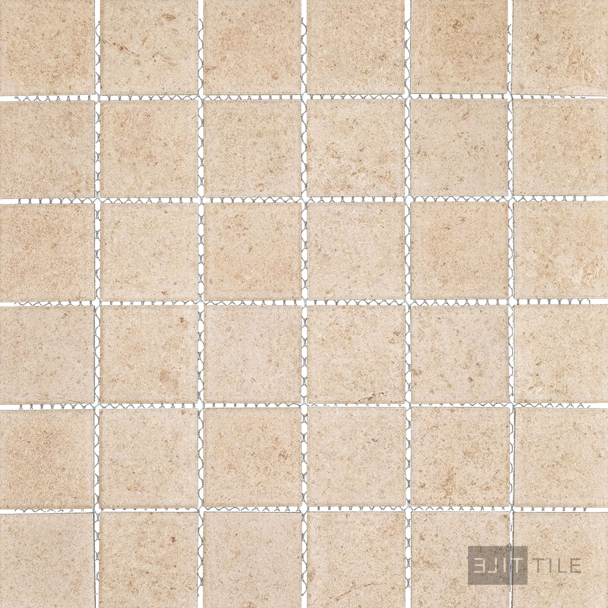 Richmond 2X2 Square Mosaic 12X12 Taupe Matte - Elit Tile