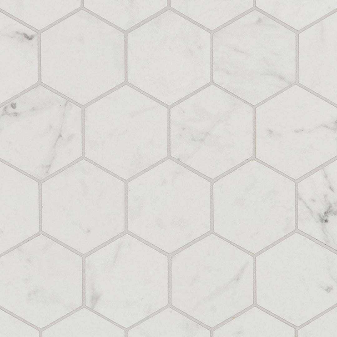 SAMPLE - Cava Bianco Hexagon Mosaic 10.9449X13.1693 Carrara Brushed ...