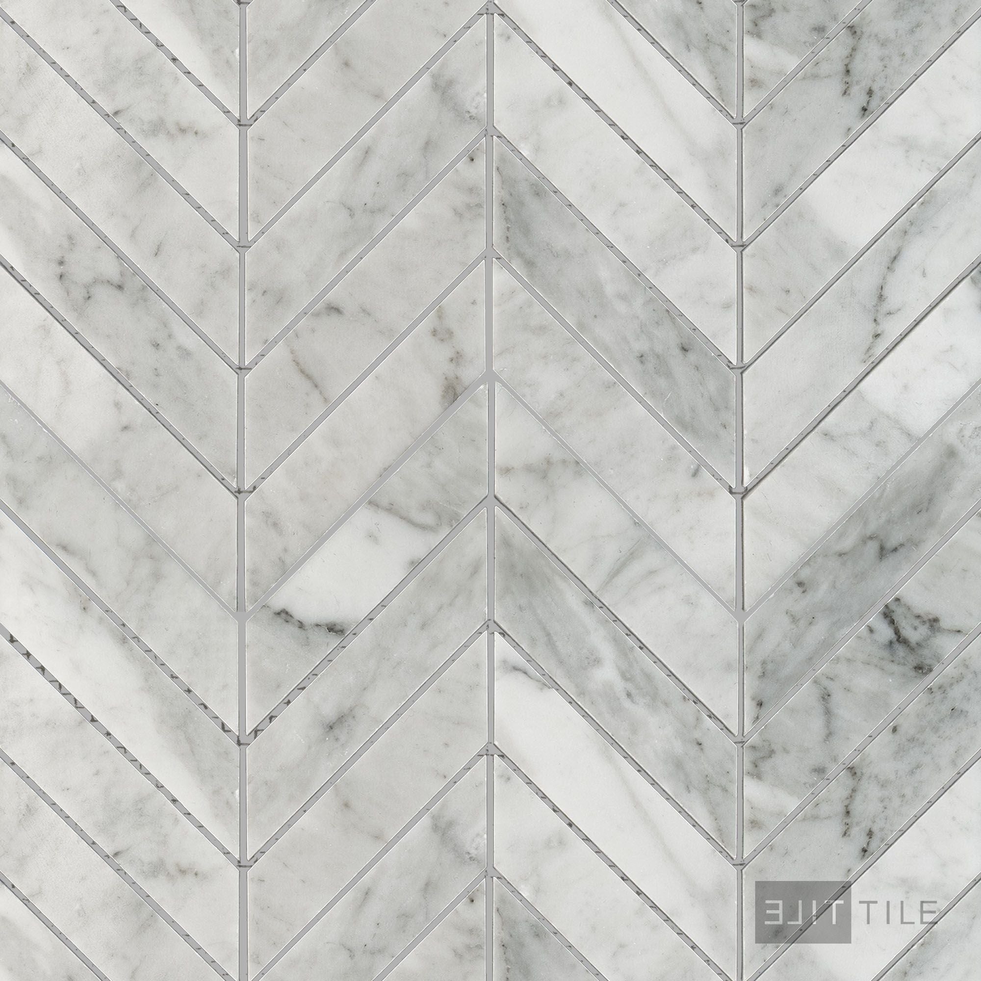 White Carrara Marble 1X4 Chevron Polished Mosaic - Elit Tile