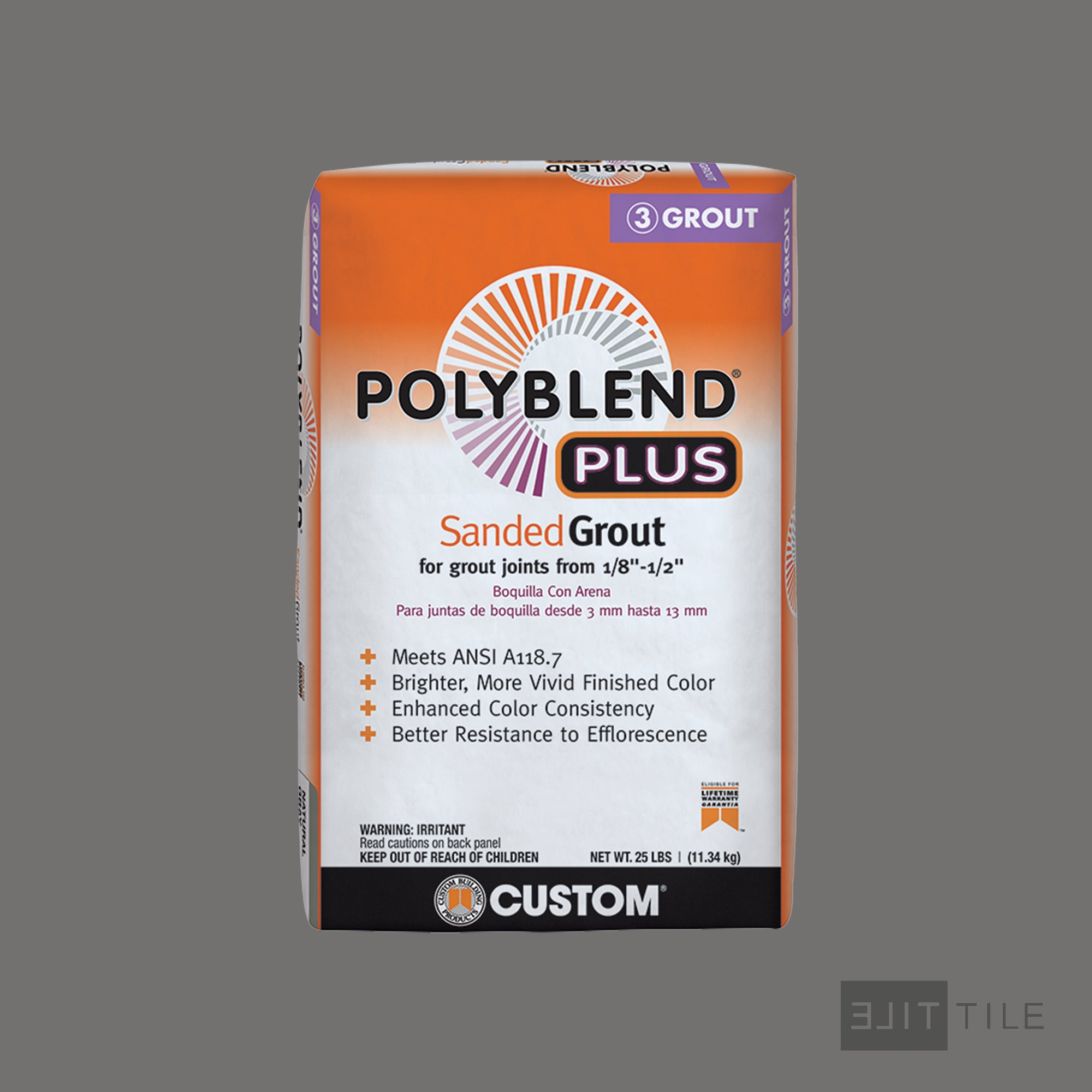 Polyblend Plus Sanded Tile Grout 25 Lb. Bag #19 Pewter - Elit Tile