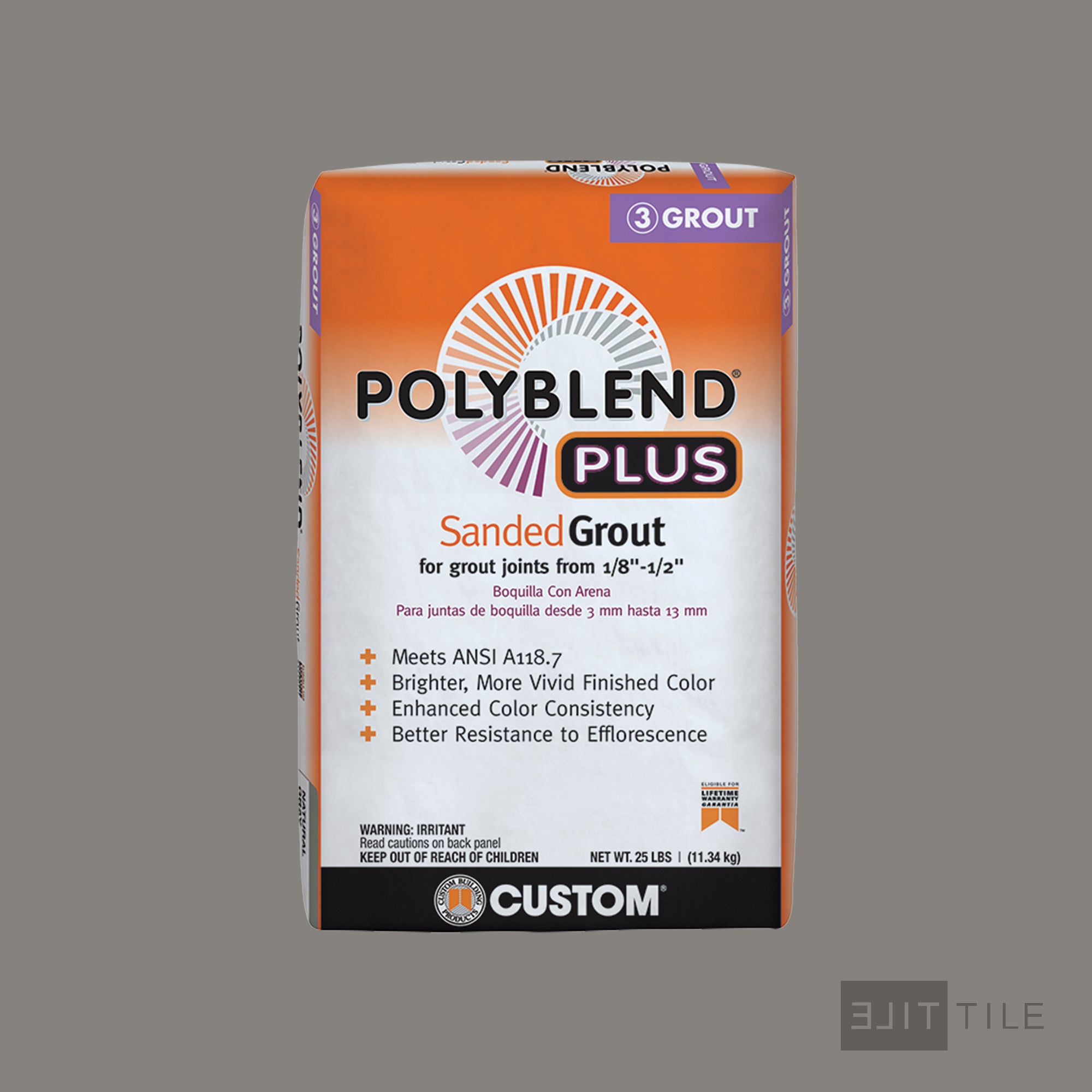 Polyblend Plus Sanded Tile Grout 25 Lb. Bag #335 Winter Gray - Elit Tile