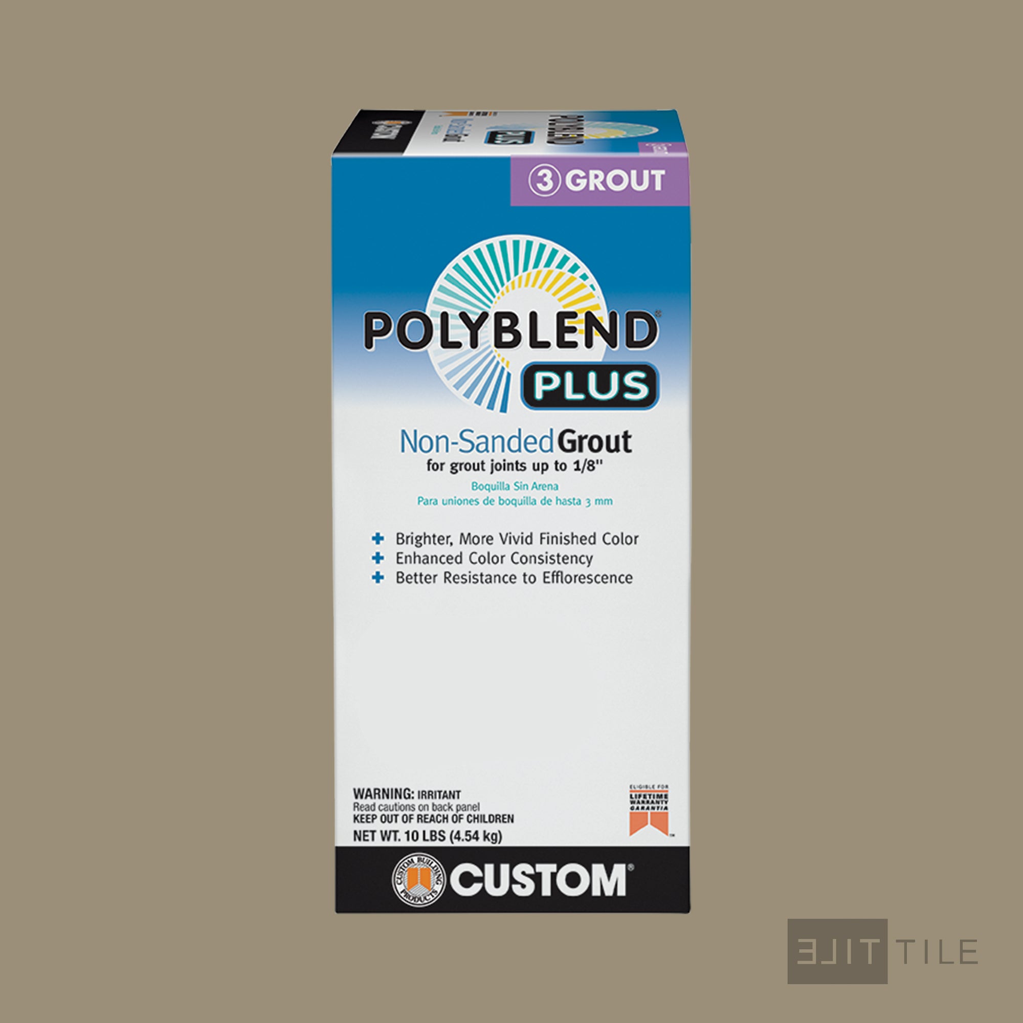 Polyblend Plus Non Sanded Tile Grout 10Lb #145 Light Smoke - Elit Tile