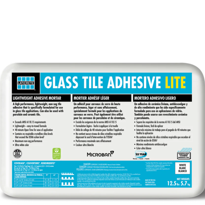 Glass Tile Adhesive Mortar White 12.5 lbs – Elit Tile